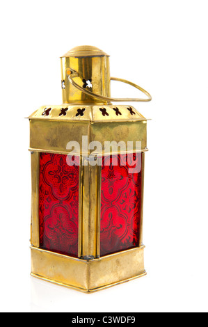 Antique copper red lantern for ship isolated over white Stock Photo - Alamy