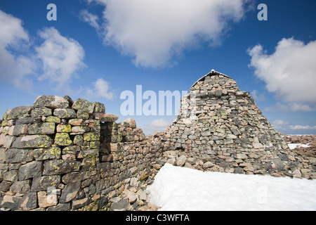 The remains of the Victorian weather observatory and summit shelter on ...