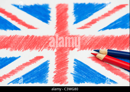 Union Jack. Coloured pencil drawing Stock Photo - Alamy