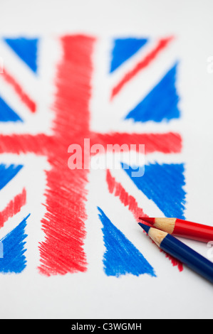 Union Jack. Coloured pencil drawing Stock Photo - Alamy
