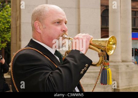 Bugler playing the Last Post at a ceremony to mark the centenary of ...