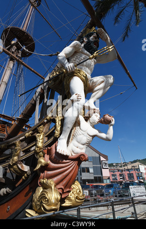 Genova - The detail of Neptune galleon - ship replica of a 17th-century ...