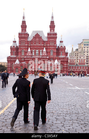 Russian Soldiers in Red Square under a poster celebrating the end of ...