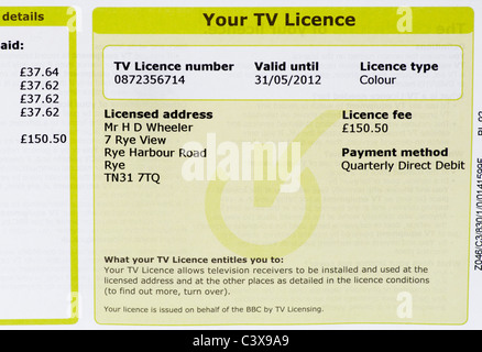 UK TV licence Stock Photo - Alamy