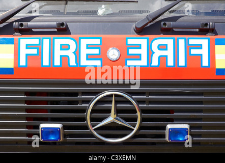 British fire engine from the 1990s showing nearside equipment lockers ...