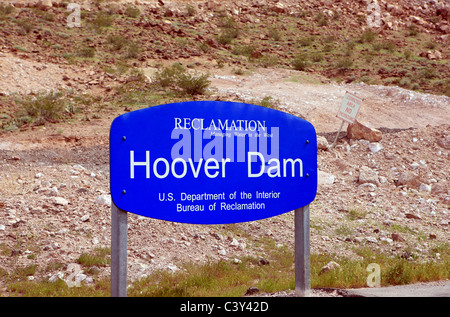 US department of the interior bureau of reclamation sign at Hoover Dam ...