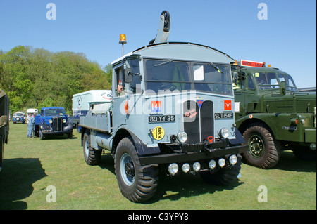 A British Army AEC Matador Artillery Tractor being driven around on ...