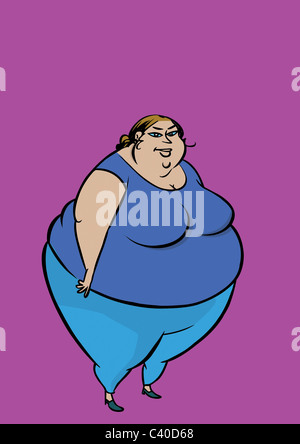 Cartoon fat woman waving Stock Vector Art & Illustration, Vector Image ...