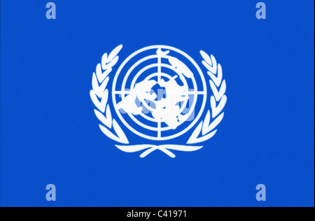 UN flag. Flag of the United Nations. The emblem on the United Nations ...