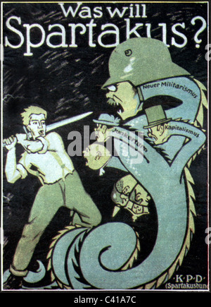 Poster of the Communist Party of Germany (KPD, Spartacus League) with ...