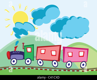 Cartoon Illustration of Funny Steam Engine Locomotive or Puffer Belly ...