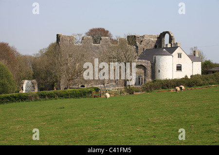 Oxwich Castle Fortified Tudor manor house Gower Peninsula Wales Stock ...