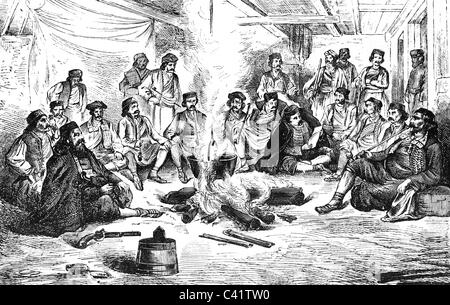 events, Balkan Crisis 1875 - 1878, Battle of Krstac, wood engraving ...