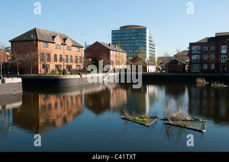 The Abito apartment block over St. Peter Basin, Salford Quays ...