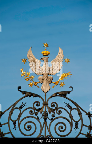 Poland's crest Royal Eagle above entrance to Warsaw University, Warsaw ...