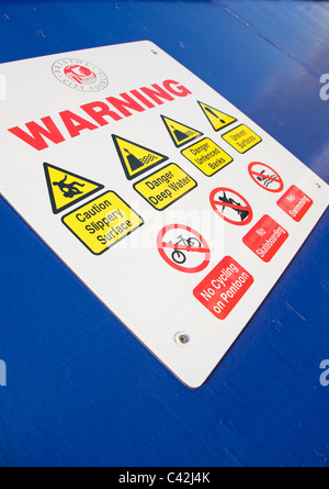Danger deep water sign water surface careful warning yellow triangle ...