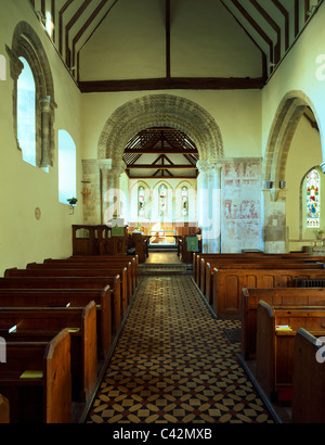 St Michael's Church, Amberley, West Sussex, UK; showing stained-glass ...