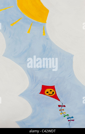 smiling kite flying in the blue sky Stock Photo - Alamy