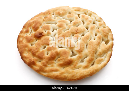 Typical salty Italian bread called focaccia over white background Stock ...