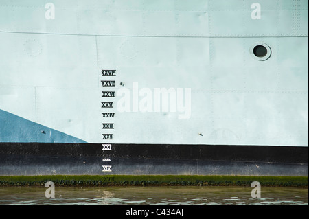 Plimsoll line or Depth Markings in Roman numerals on Ship's Bow hull ...