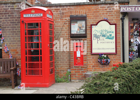 Bletchley Park Post Office with red telephone box Bletchley ...