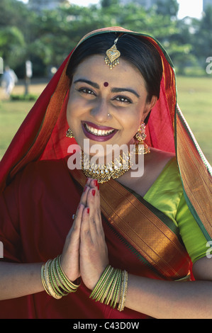Asia, India, Mumbai, model released portrait of a beautiful smiling ...