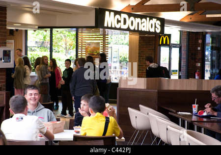 People at McDonalds, Clacket Lane motorway services, M25 in Surrey, UK ...