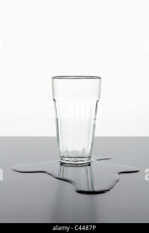 Spilled water glass with white background Stock Photo - Alamy