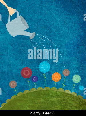 Hand Holding Water Can Watering Plants Growing Newest Project Ideas Ensuring Success. Palms ...