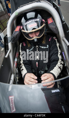 Cockpit in a drag racing car showing components and parts such as ...