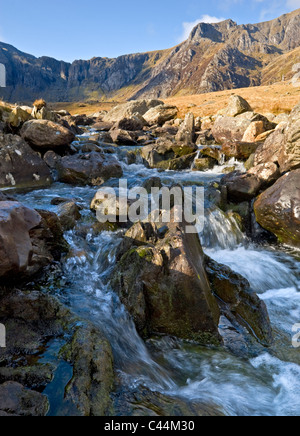 Afon Ogwen backed by Cwm Idwal and the Devils Kitchen, Snowdonia ...