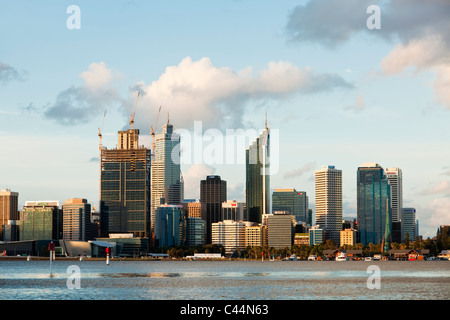 Perth city skyline viewed from the Swan River Western Australia Stock ...