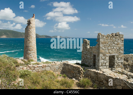 British Virgin Islands, Virgin Gorda. Copper Mine Bay, Copper Mine ...