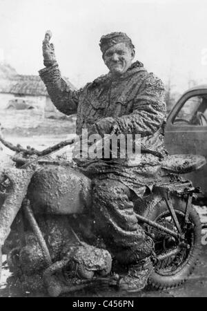 German dispatch rider on the Eastern Front, 1944 Stock Photo - Alamy