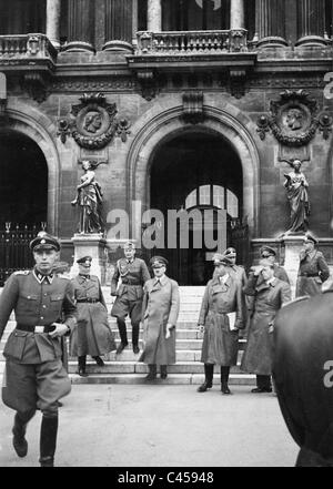 Adolf Hitler in Paris, France, June 1940, the Eiffel tower in the ...