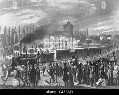 First German railway between Nuremberg and Fuerth, 1835 Stock Photo - Alamy