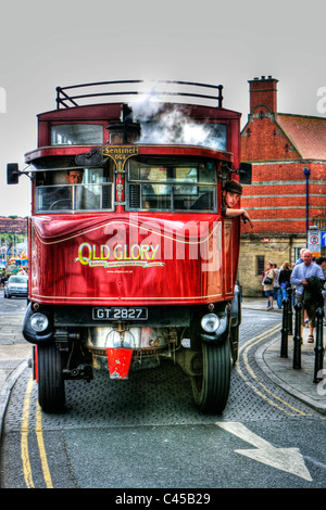 Whitby, Yorkshire, England old glory steam truck, bus, steambus tourist ...