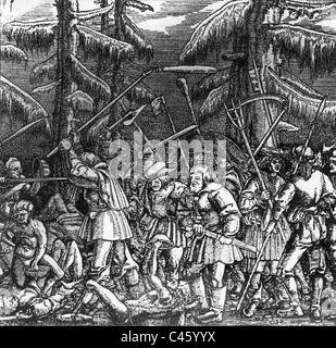 German Peasants' War (1524-1525). Fires and looting by the German ...