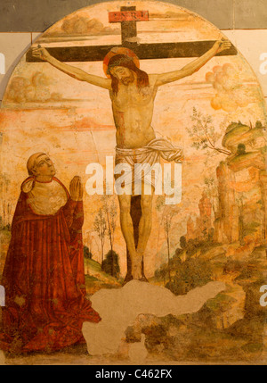 Christ on the Cross with Saint Francis, the Virgin Mary, Saint John the Evangelist, and Saint ...