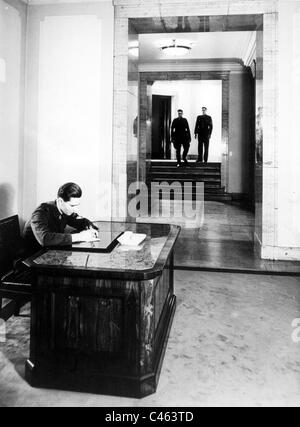 A soldier of the SS Bodyguard Regiment 'Adolf Hitler' is admired after ...