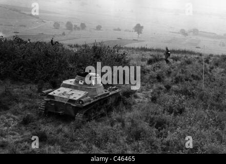 Tank of the German Wehrmacht during a maneuver on military training ...