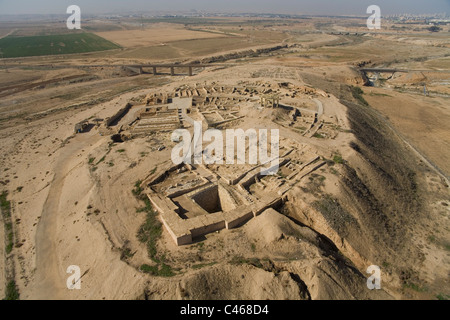 Aerial photograph of the ruins of Tel Sheva in the northern Negev ...