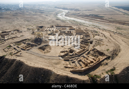 Aerial photograph of the ruins of Tel Sheva in the northern Negev ...