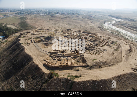 Aerial photograph of the ruins of Tel Sheva in the northern Negev ...