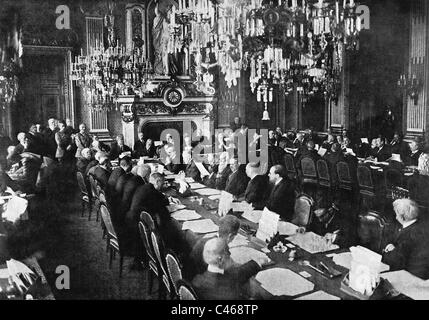 VERSAILLES PEACE CONFERENCE, Paris, 1919. From left: George Clemenceau ...