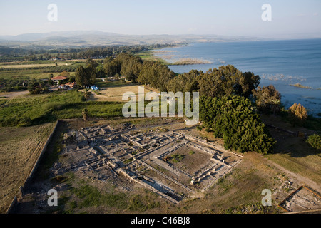 Aerial photograph of the archeologic site of Magdala in the Sea of ...