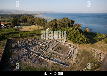 Aerial photograph of the archeologic site of Magdala in the Sea of ...
