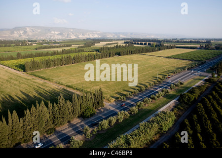Aerial photograph of the agriculture fields of the Jordan valley near ...