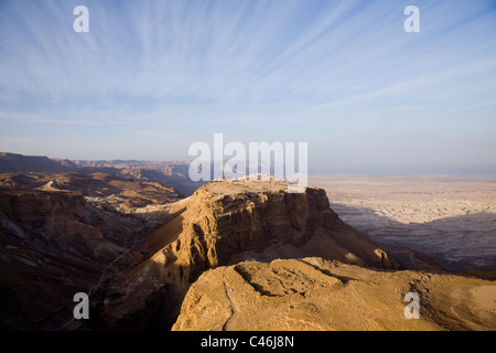 Aerial photograph of the historic site of Masada in the Judean desert ...