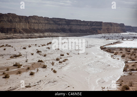 Aerial photograph of a flooded wadi in the Arava Stock Photo - Alamy